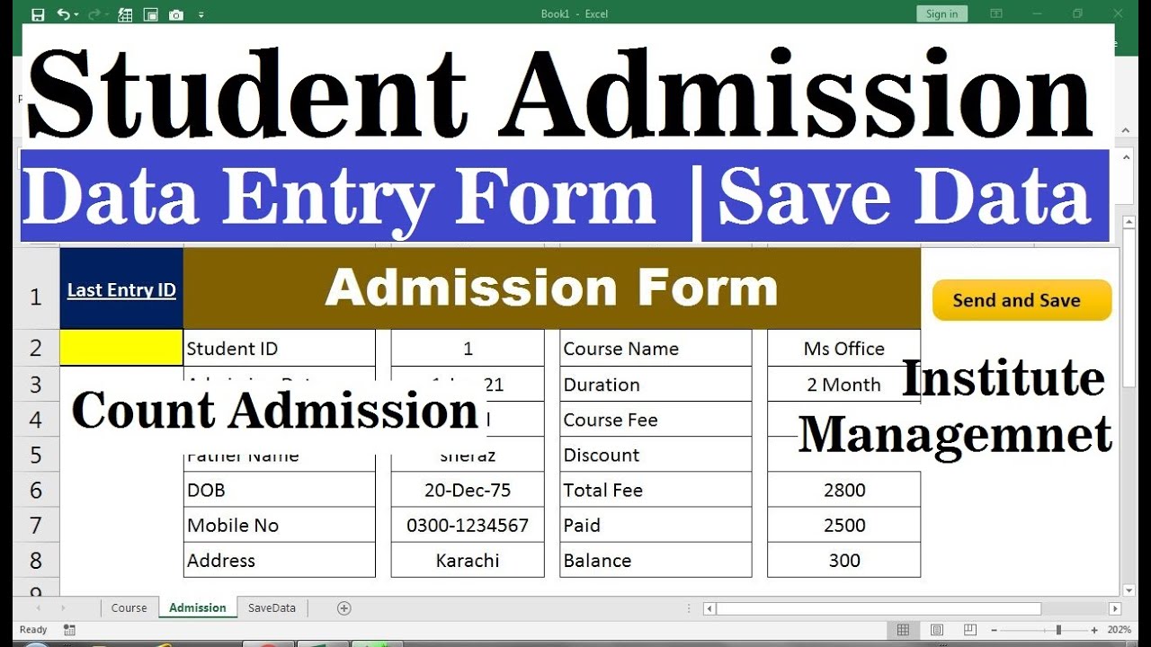 Student Database Management System In Excel Youtube