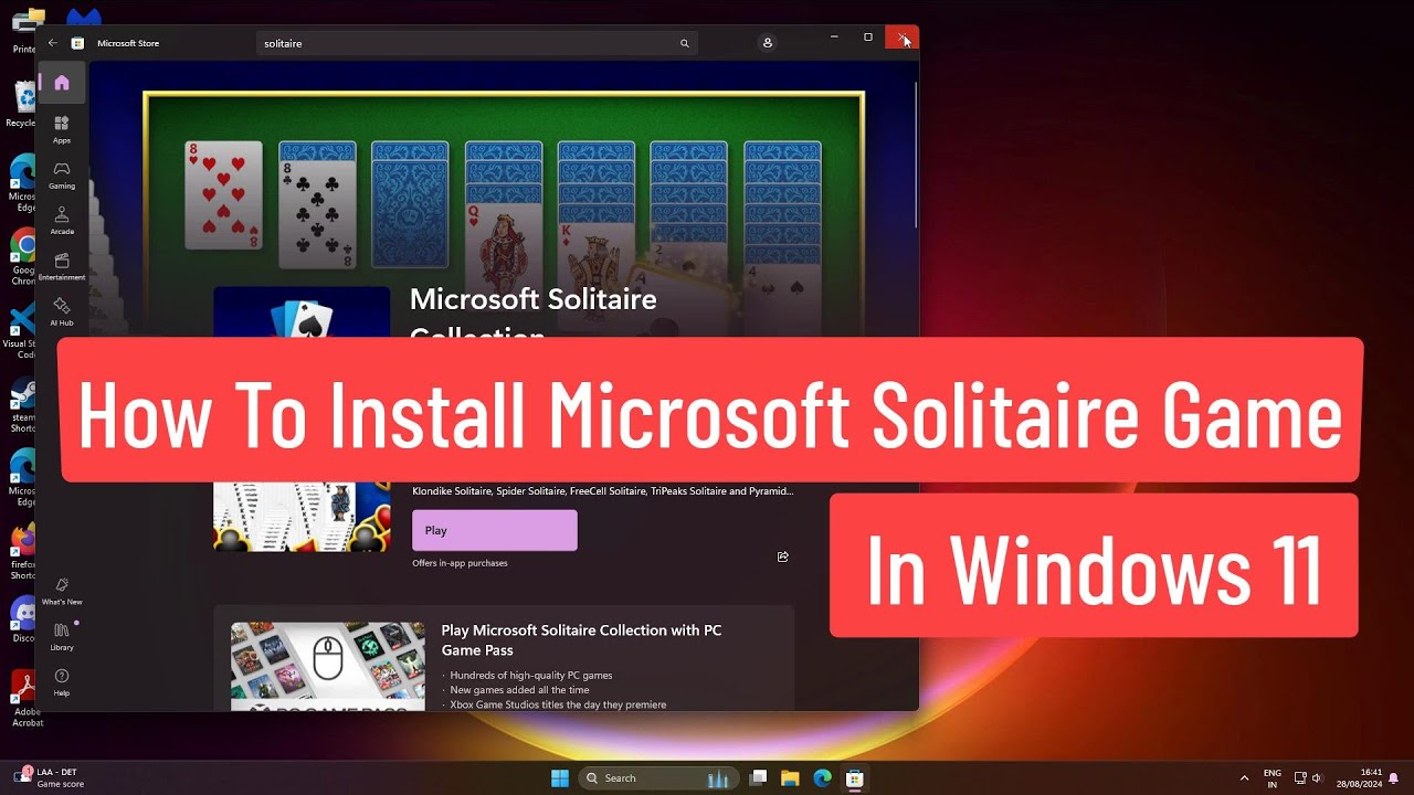 How To Install Microsoft Solitaire Game In Windows 11 Youtube