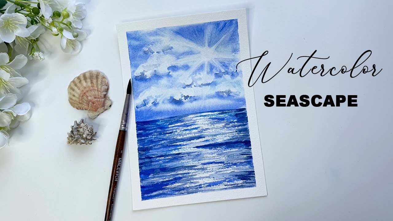 Simple Beautiful Watercolor Seascape Tutorial Youtube