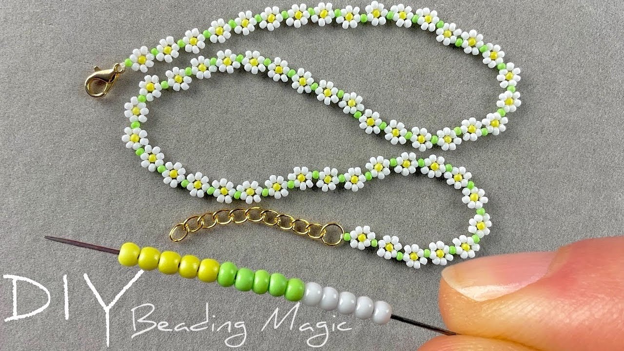 Easy Flower Beaded Necklace Tutorial Beaded Flower Using Seed Beads
