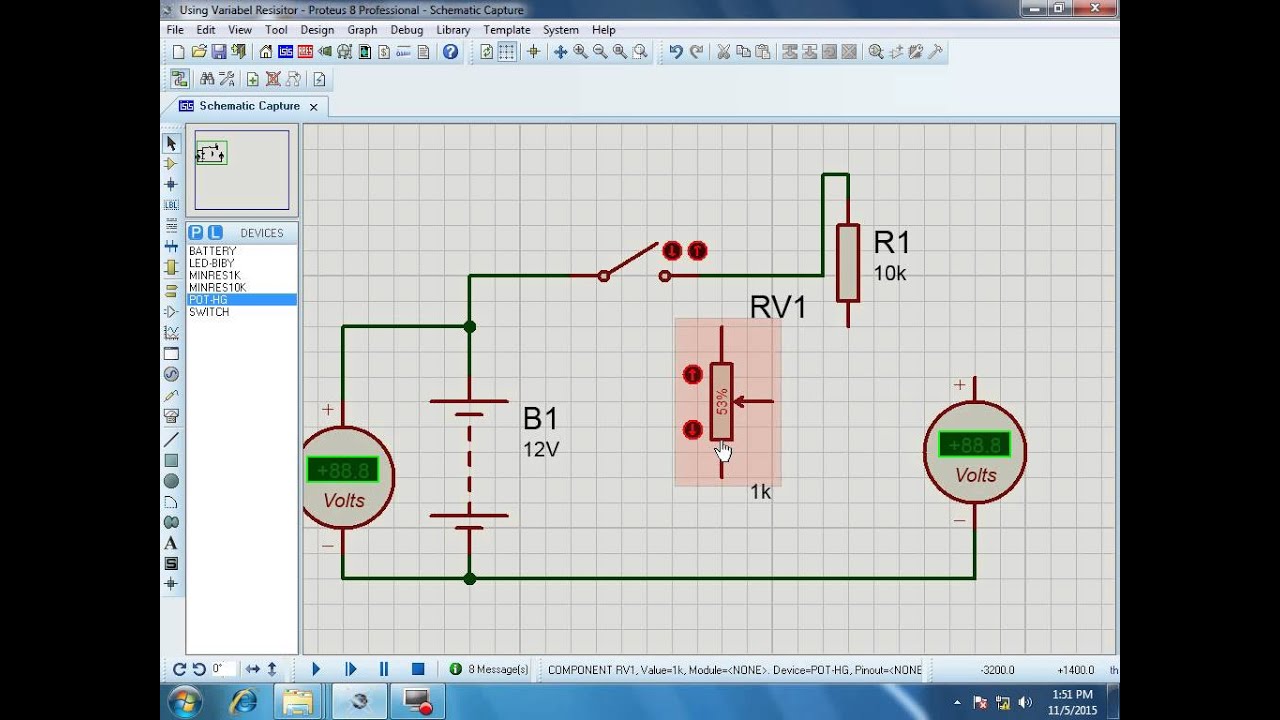 Tutorial Proteus 3 How To Use Variabel Resistor Proteus Simulator Youtube