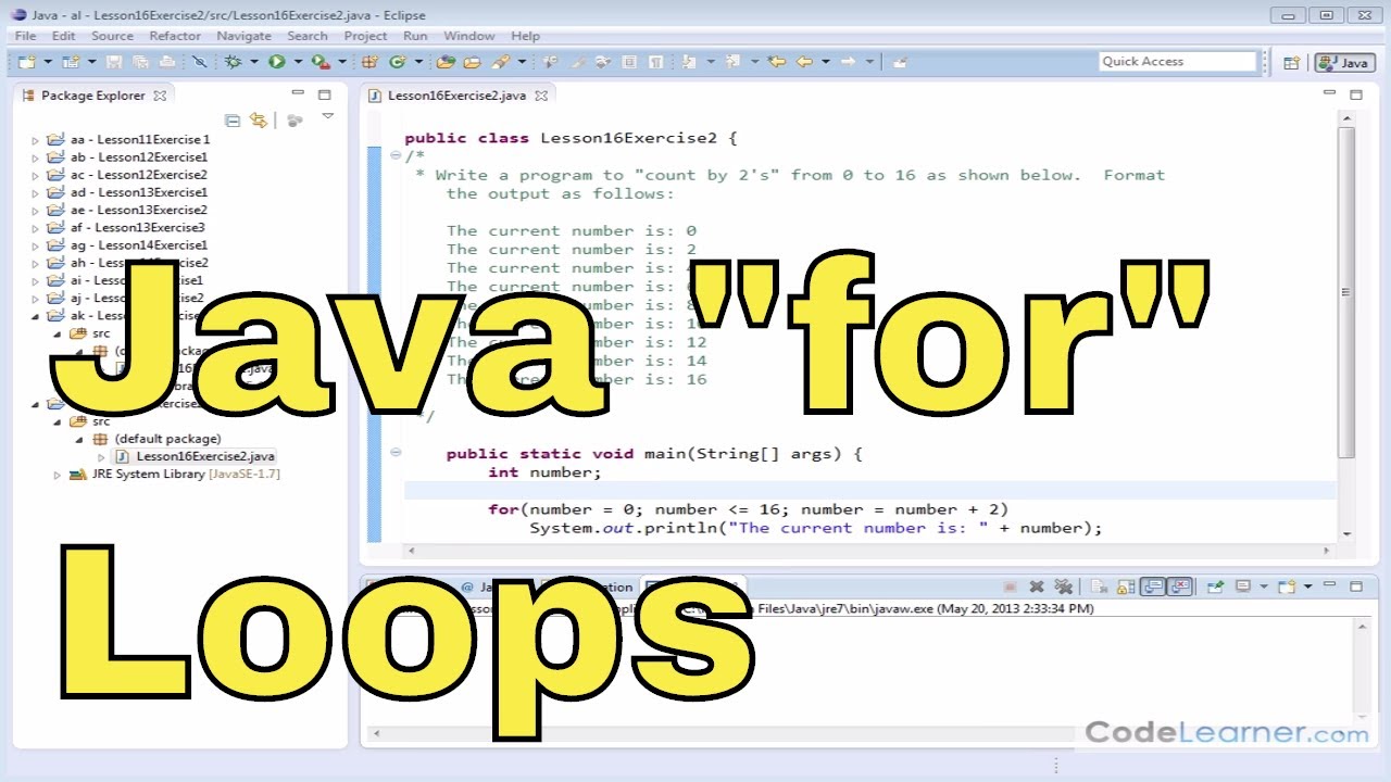 16y Learn Java For Loops Exercise 2 Math Tutor Public Gallery