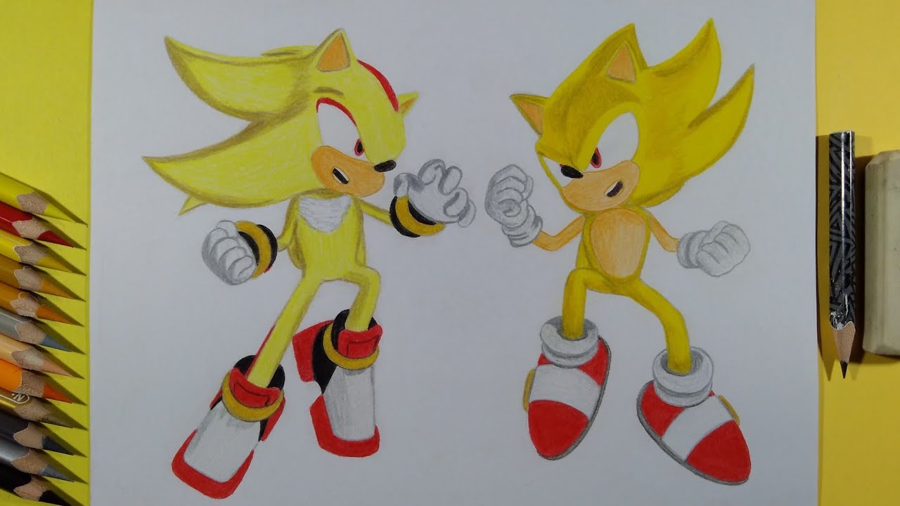 How To Draw Super Sonic Vs Super Shadow