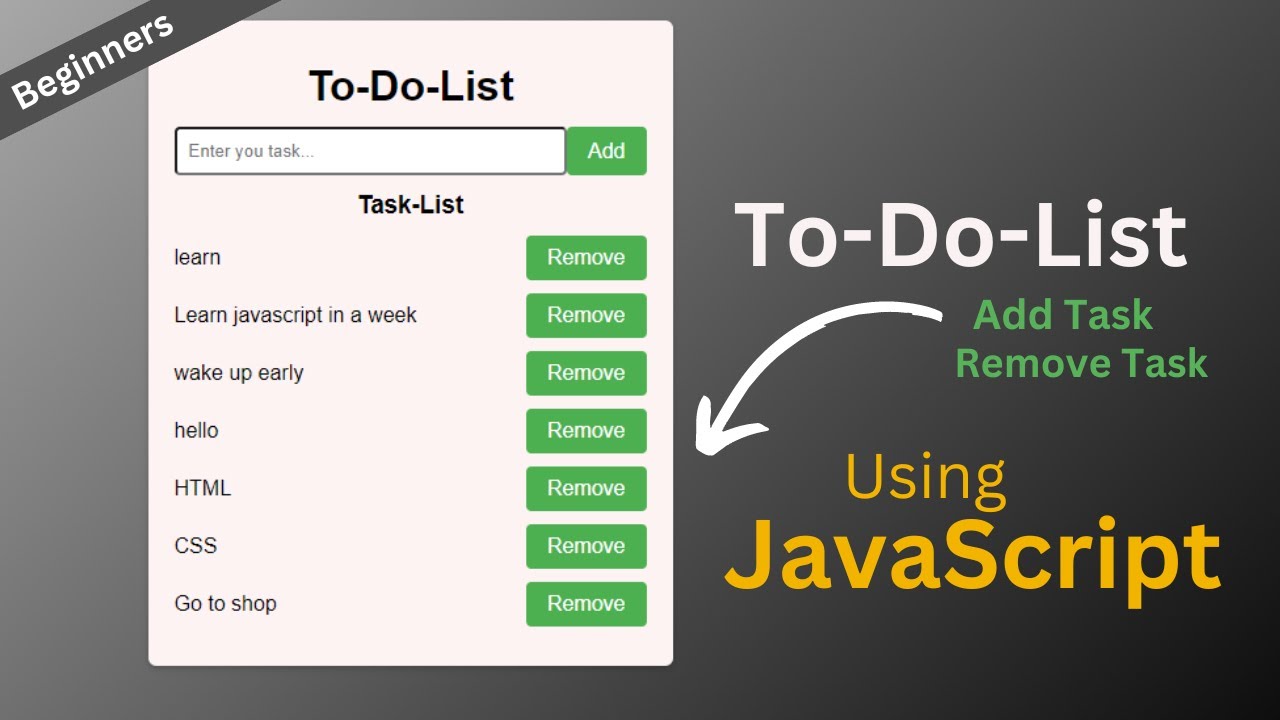 Make A Simple To Do List Using Html Css Javascript Beginners