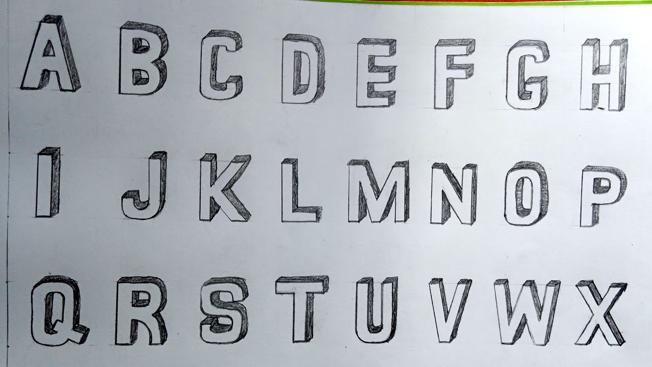 3d Drawing Letter A To Z How To Draw Capital Alphabet Lettering A Z ...
