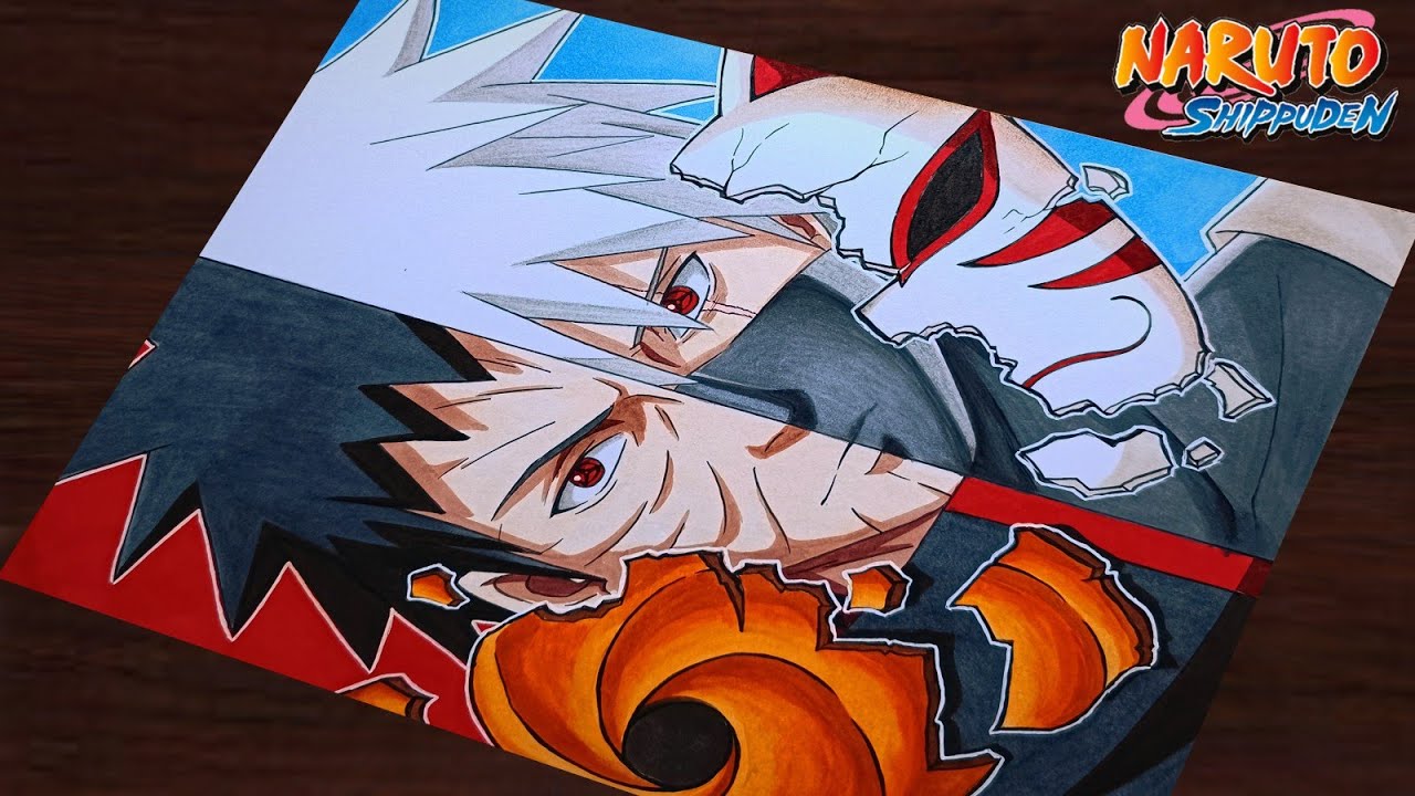 How To Draw Obito And Kakashi With Broken Masks Step By Step Tutorial