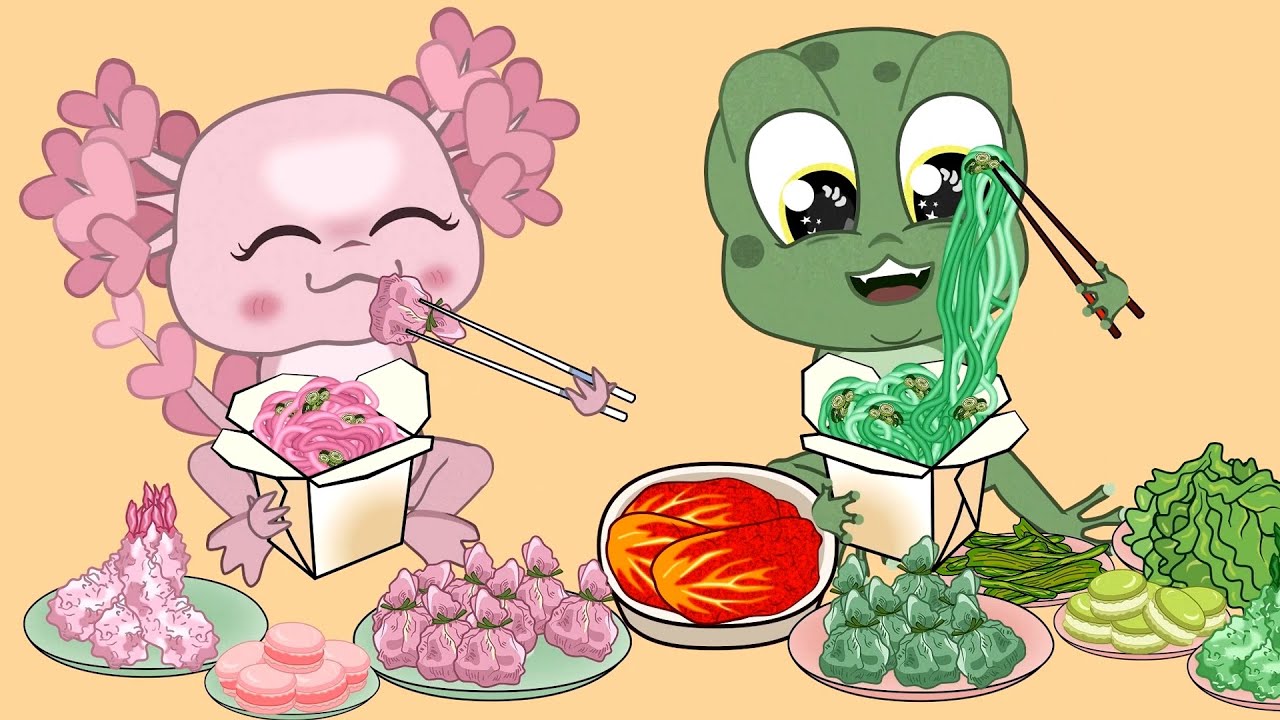 Asmr Kvaka And Axo Eating Random Pink And Green Food Asmr Mukbang