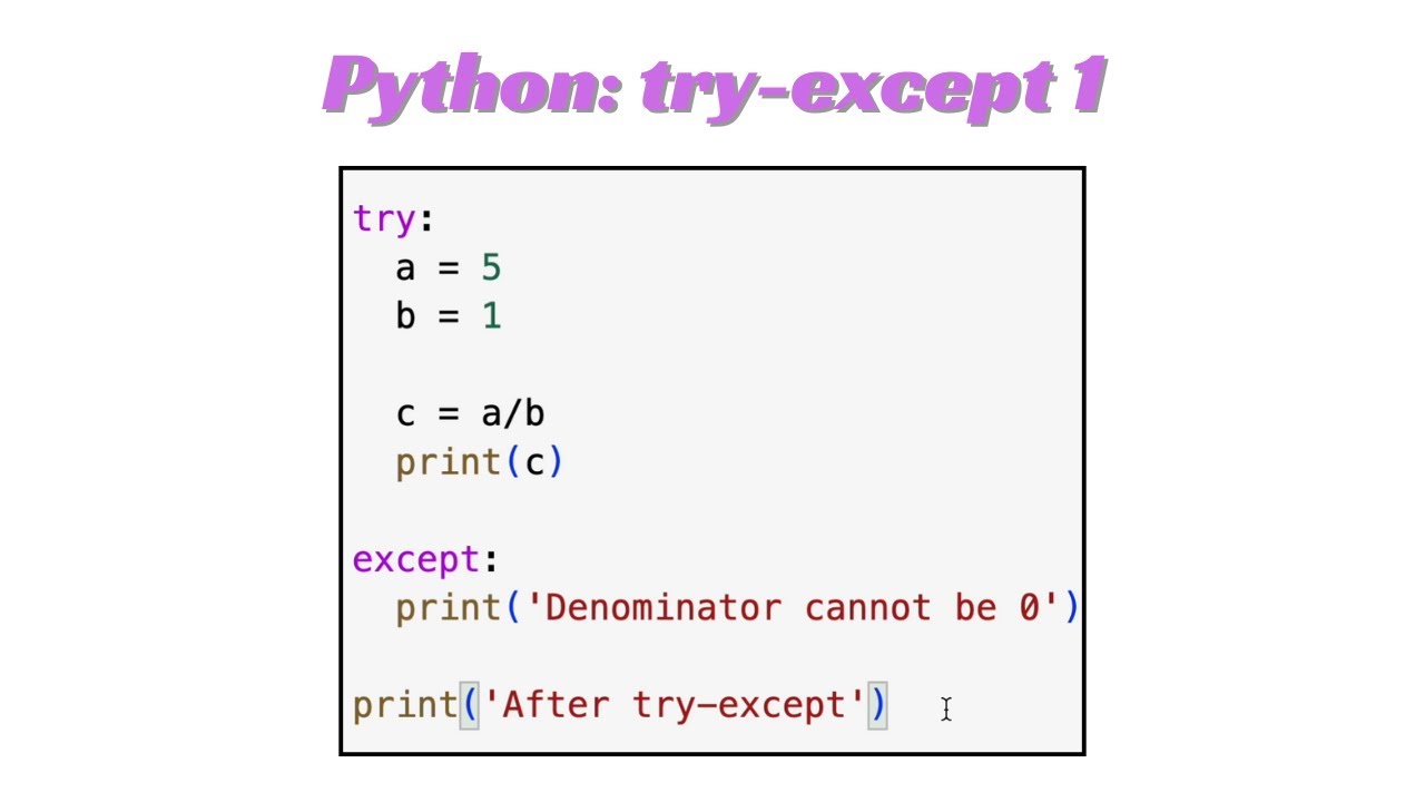 Python Lesson 39 Learn How To Use The Try Except Youtube