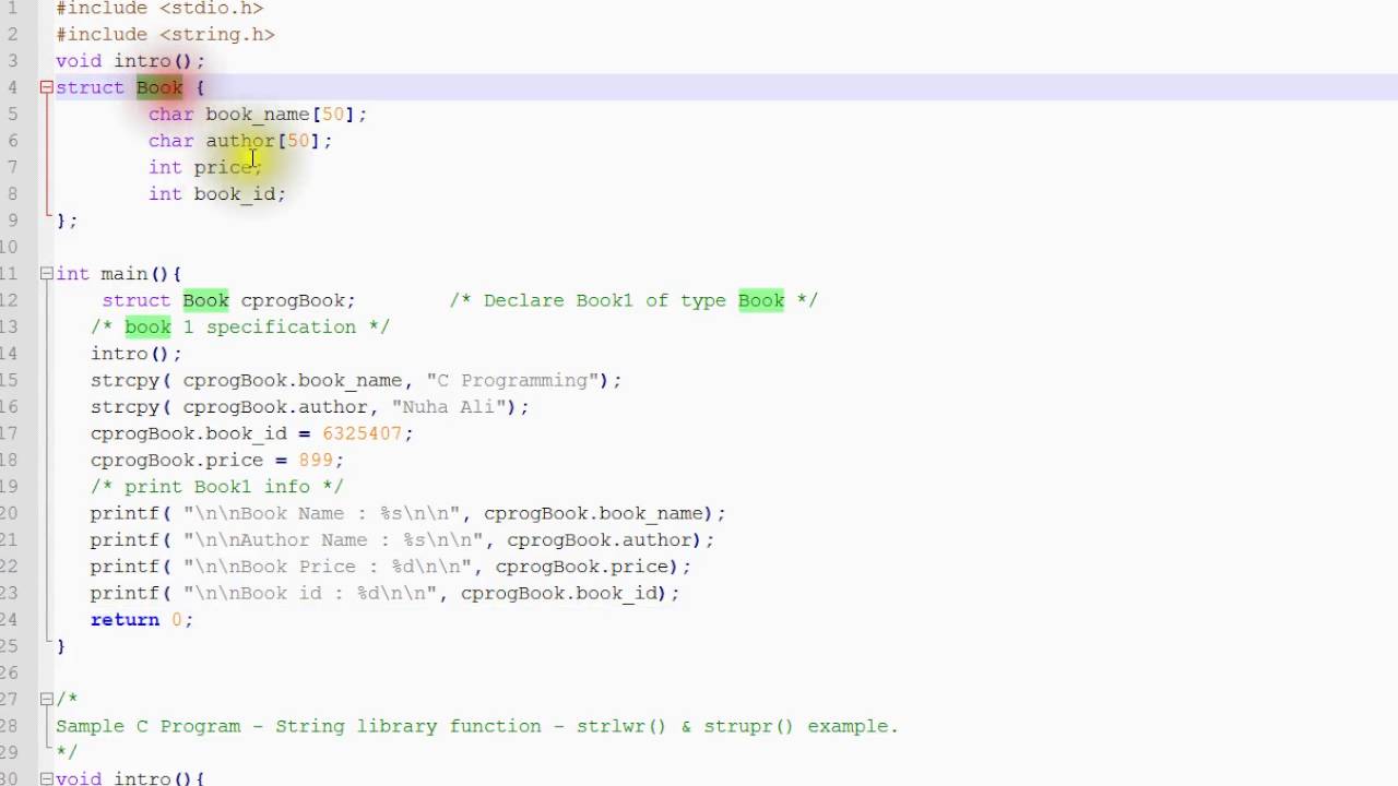 Struct In C Program Youtube
