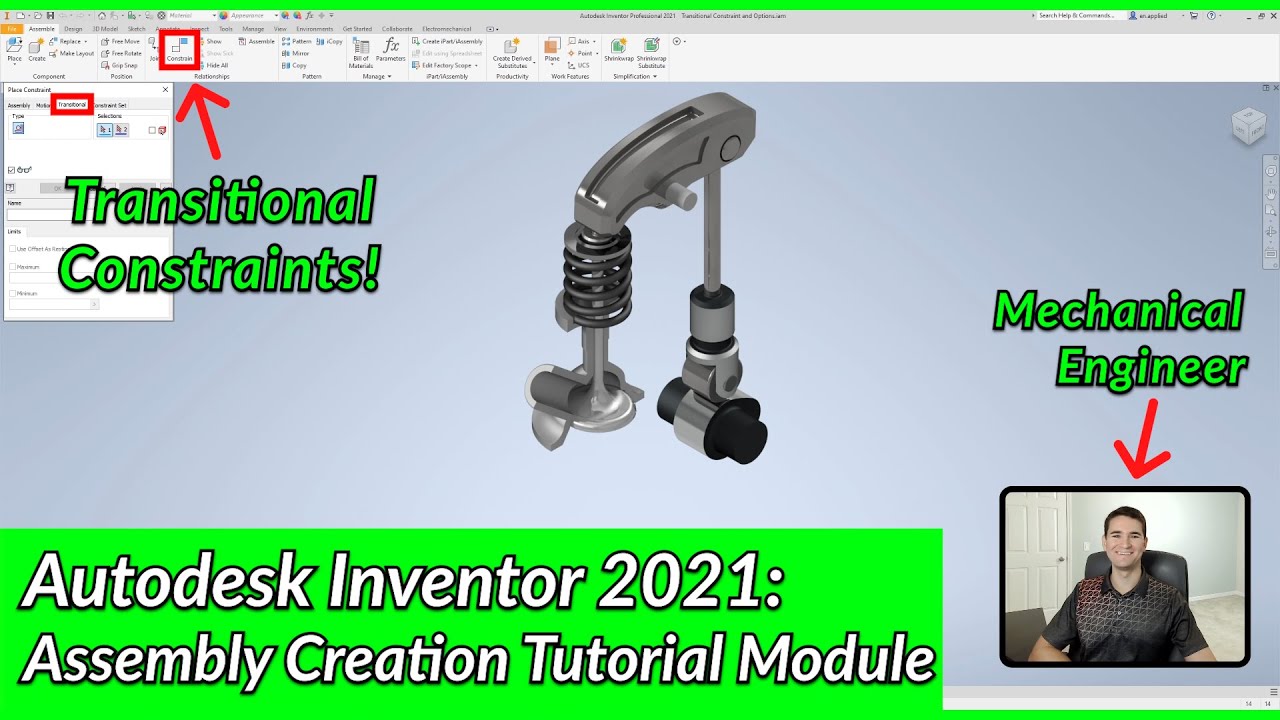 Transitional Constraint Autodesk Inventor Assembly Tutorial