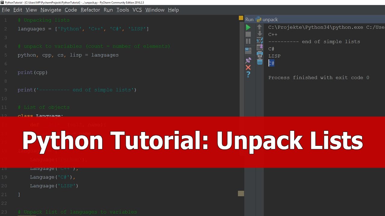 Python Beginner Tutorial Unpack Lists Youtube