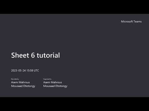 Sheet 6 Tutorial Youtube