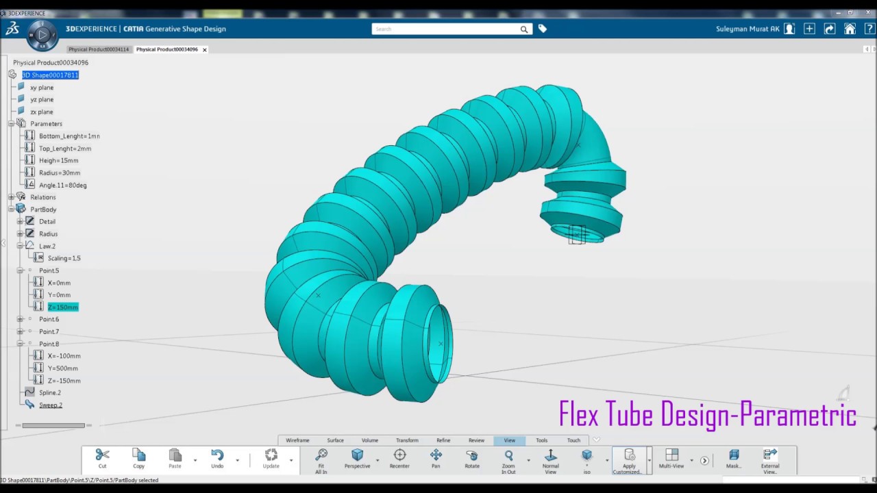 Parametric Flex Tube Design Catia 3dexperience Youtube