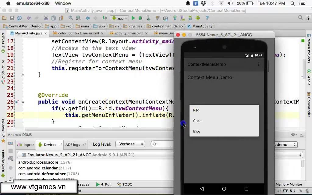 Android Context Menu Popup Menu Youtube