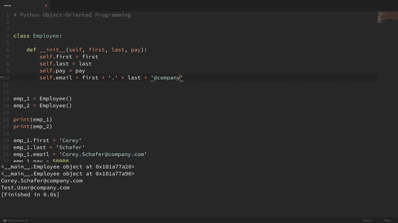 Python Oop Tutorial 1 Classes And Instances Youtube