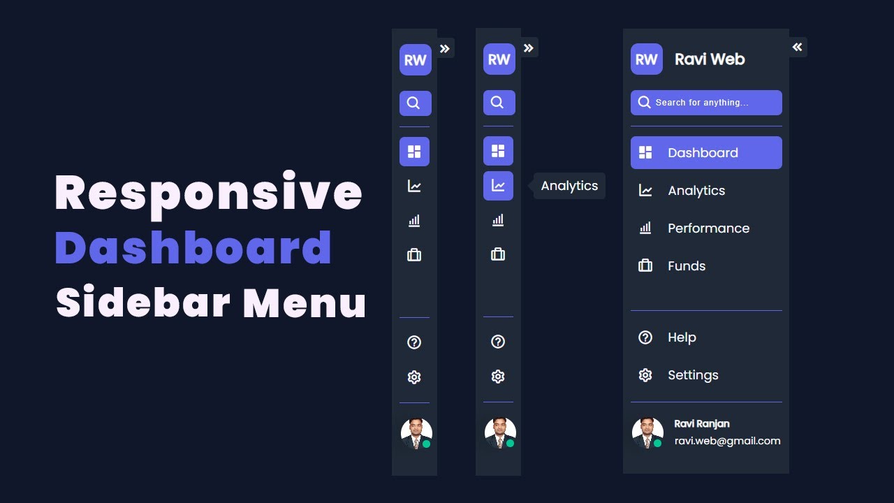 Create A Responsive Sidebar Menu Using Html Css Javascript Easy