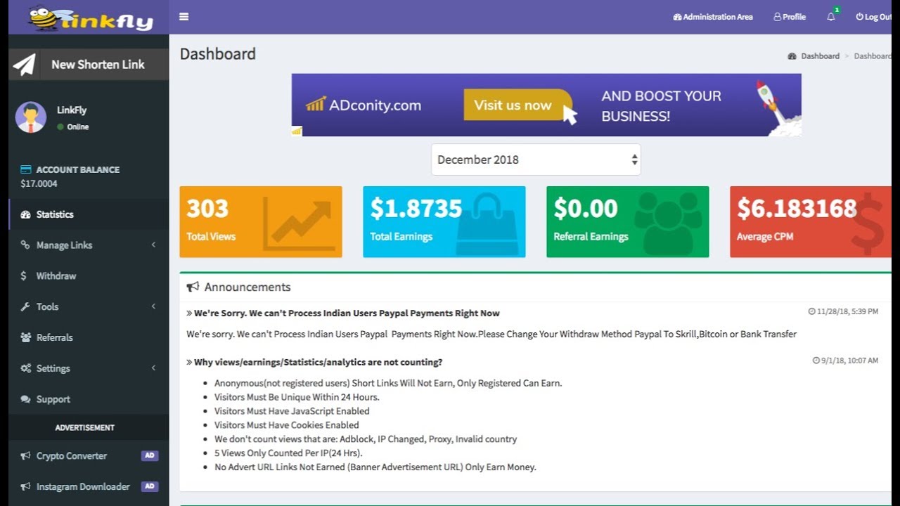 How To Create Linkfly Account And Make New Shorten Link Youtube