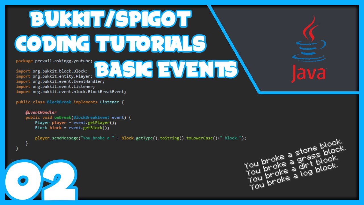 Bukkit Coding Tutorials 02 Event Basics Youtube