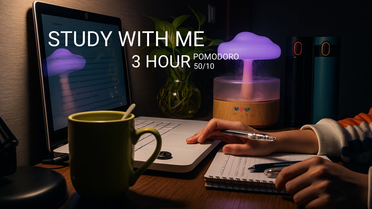 4 Hour Study With Me Background Noise Rain Sounds 10 Min Break No