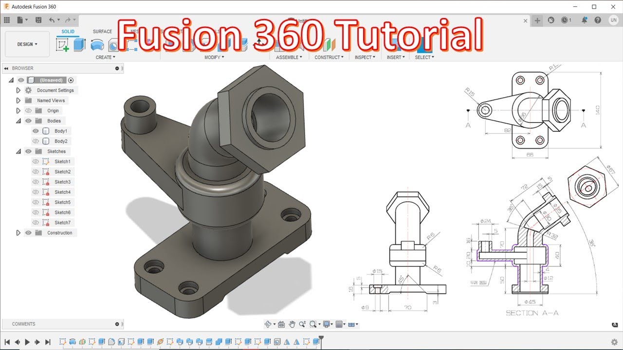 Fusion 360 Tutorial 67 Fusion 360 3d Model Basic Beginners Youtube