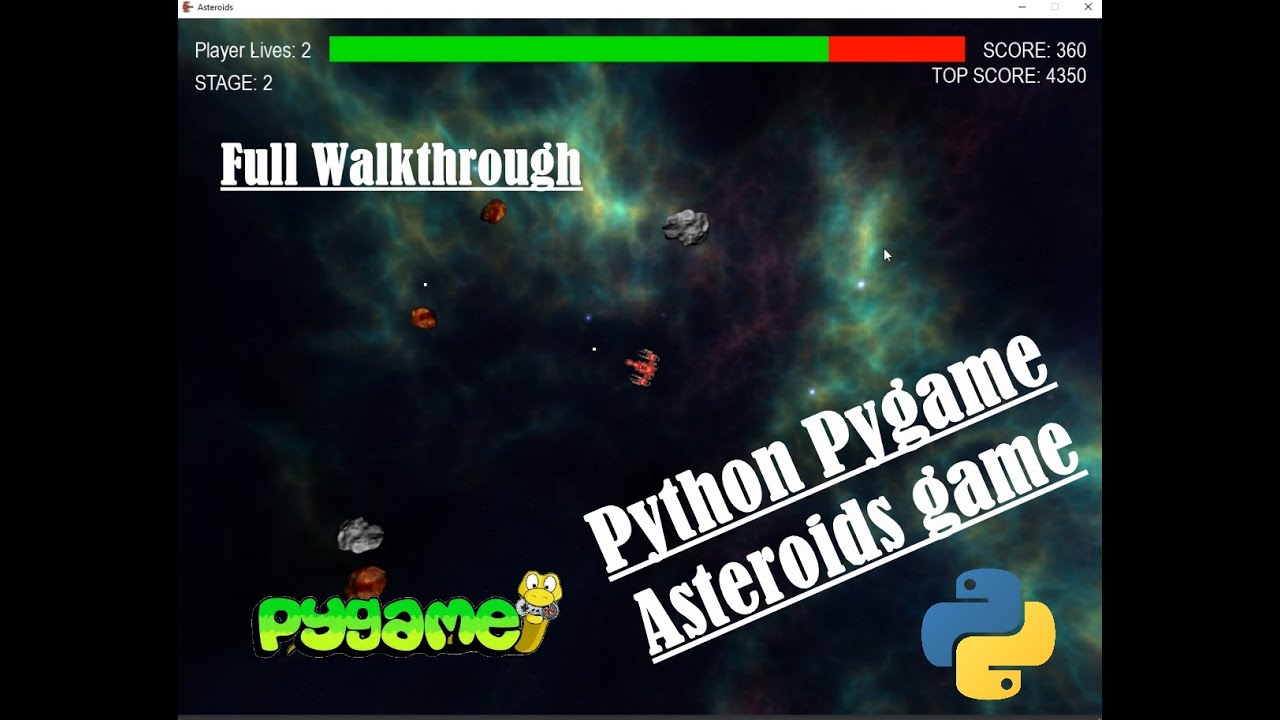 Asteroids Tutorial Full Walkthrough Python Pygame Coding Youtube