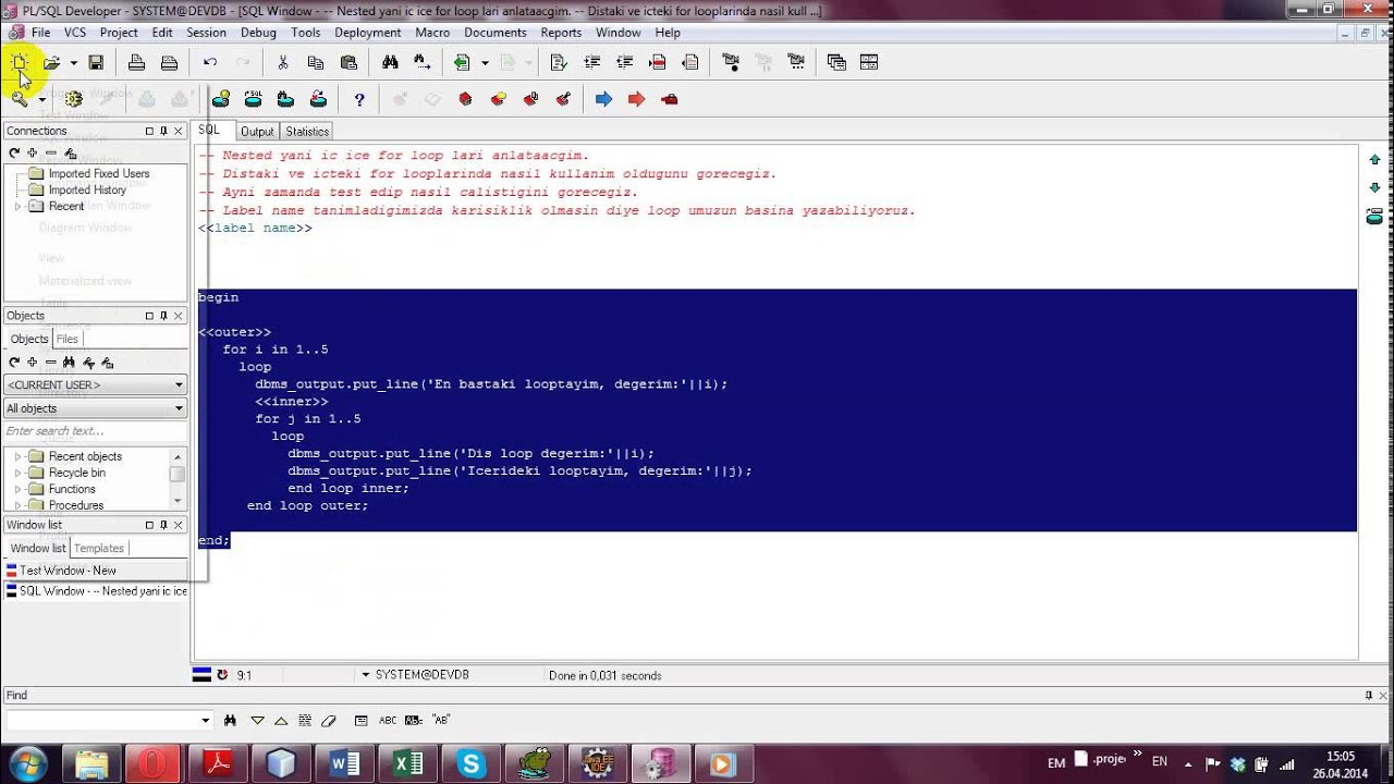 Pl Sql 16 Nested For Loop Youtube