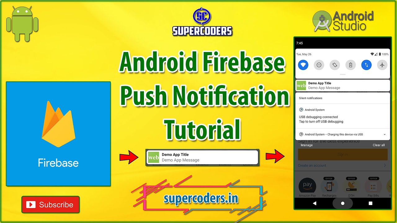 Android Push Notification Tutorial Firebase Notification Youtube
