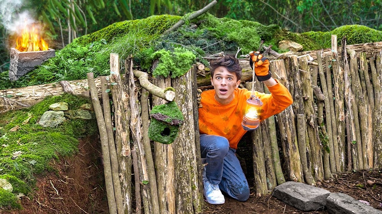I Built A Real Survival Shelter Youtube