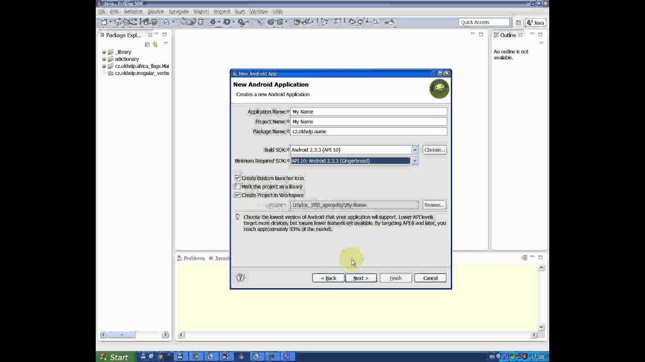 Create New Android Project With Eclipse Youtube