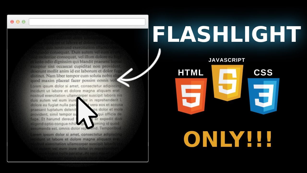 Create A Cool Flashlight Effect With Just Html Css Javascript Youtube