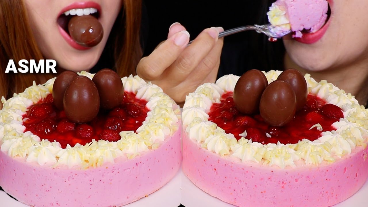 Asmr Eating Huge Strawberry Fresh Cream Cakes 케이크 먹방 क क ケーキ Big Bites