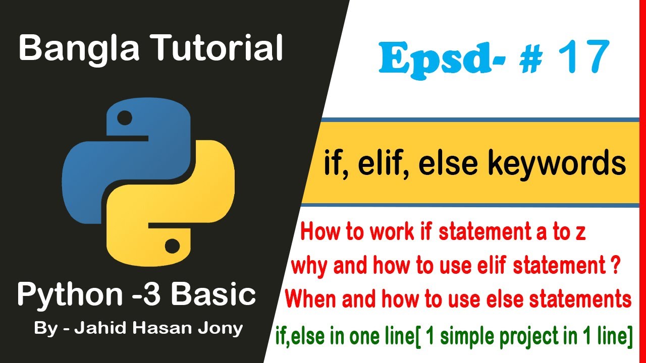 Python Basic Bangla Tutorial 17 If Else And Else Keywords Youtube