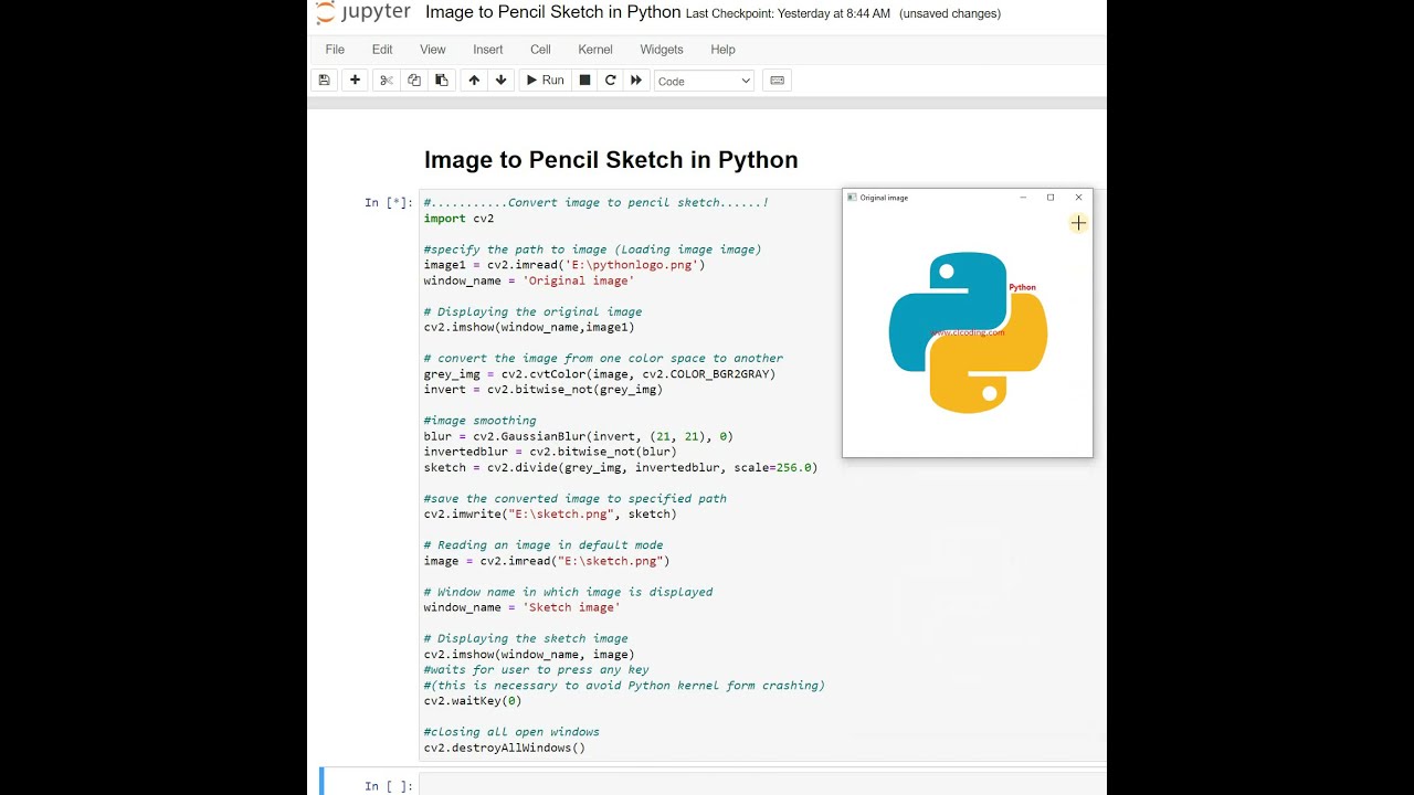 Day 41 Image To Pencil Sketch In Python Youtube