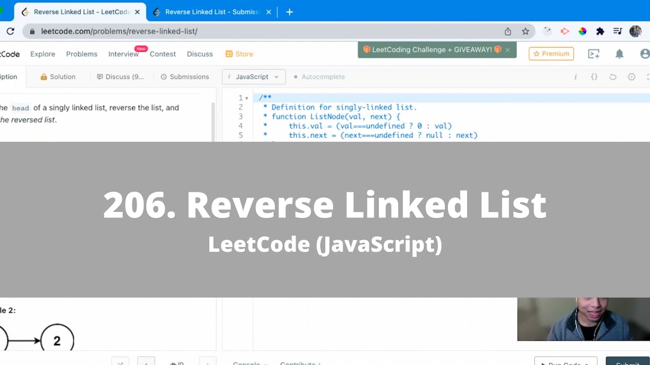 How To Solve 206 Reverse Linked List On Leetcode Javascript Easy