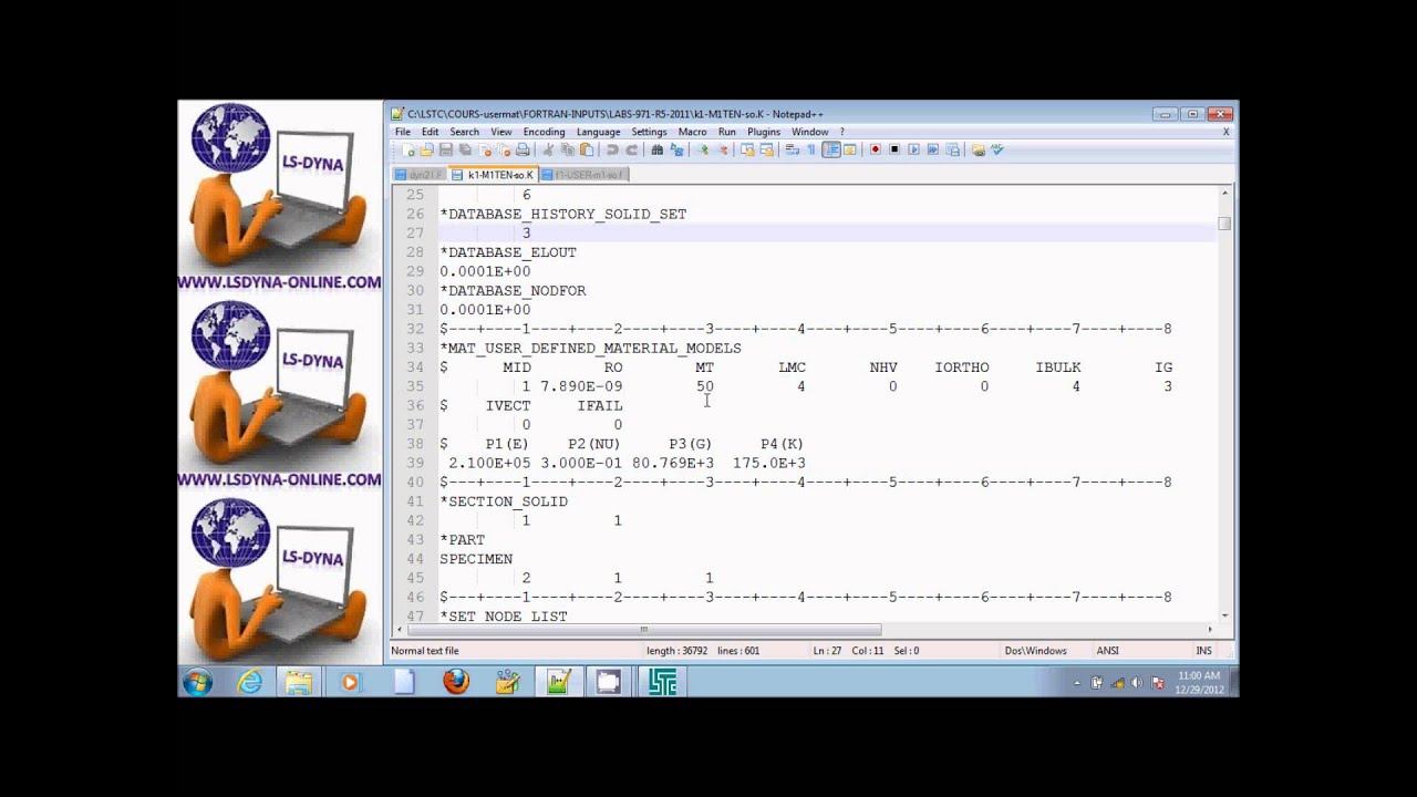 Lsdyna Tutorial User Mat Tutorial Youtube