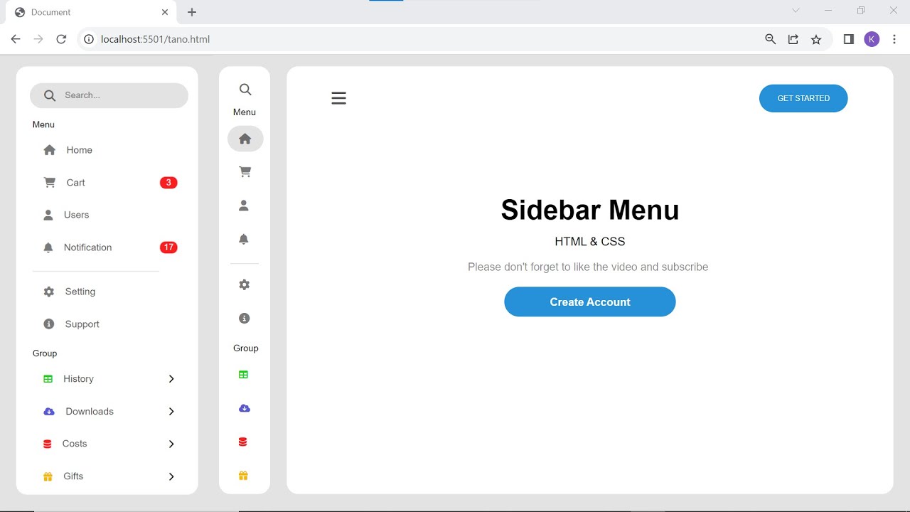 Responsive Sidebar Menu Using Only Html Css Youtube