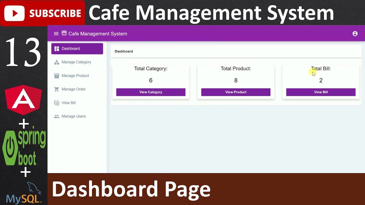 13 Cafe Management System Dashboard Page Angular Spring Boot
