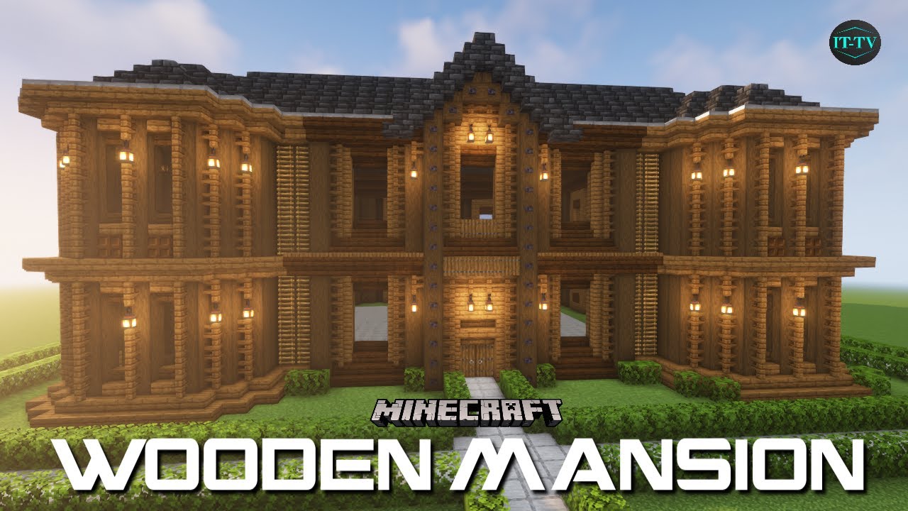Building A Large Wooden Mansion In Minecraft Tutorial 2 Youtube