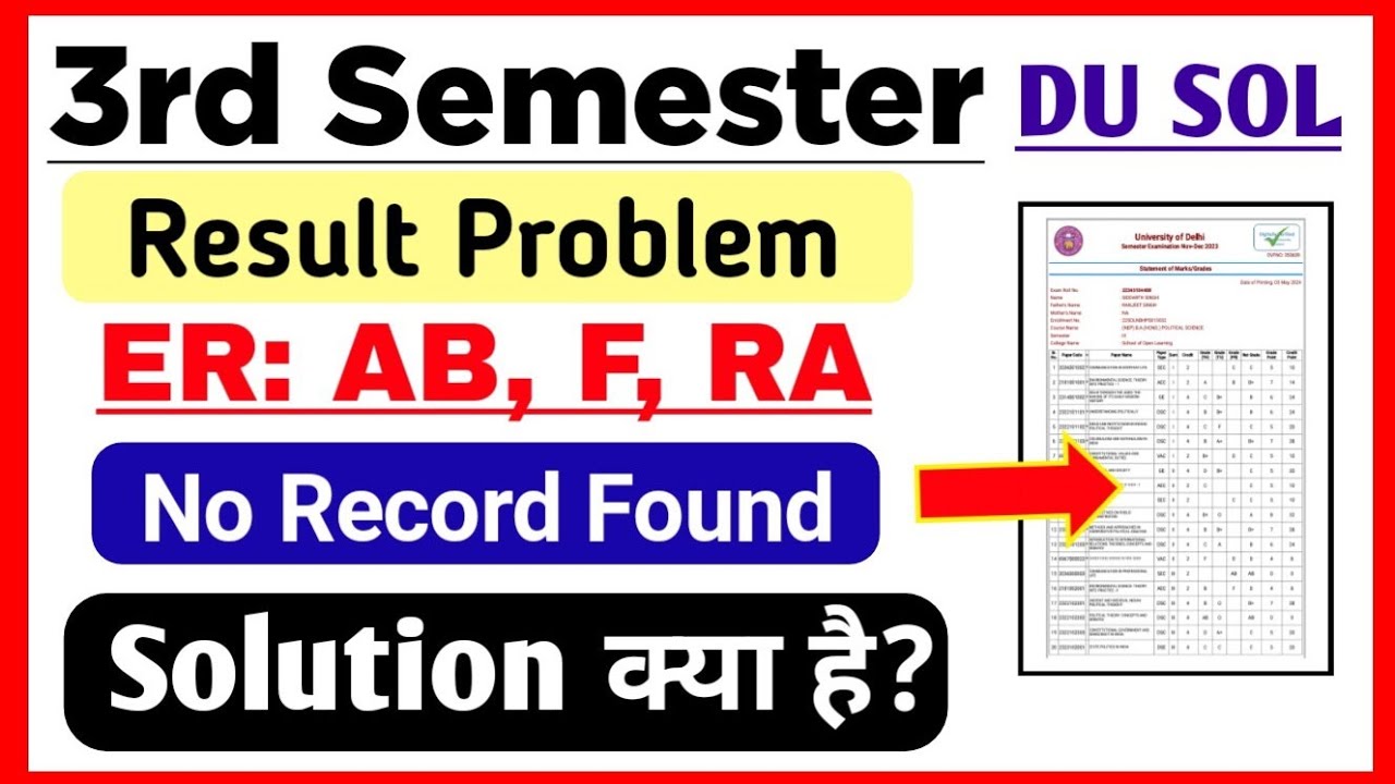 Sol 3rd Semester Result Problem Solution Er Absent F Ra No