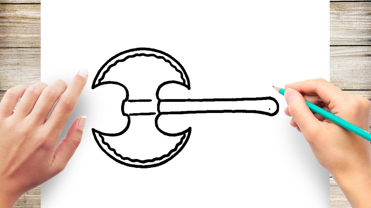 How To Draw Double Axe Easy Youtube