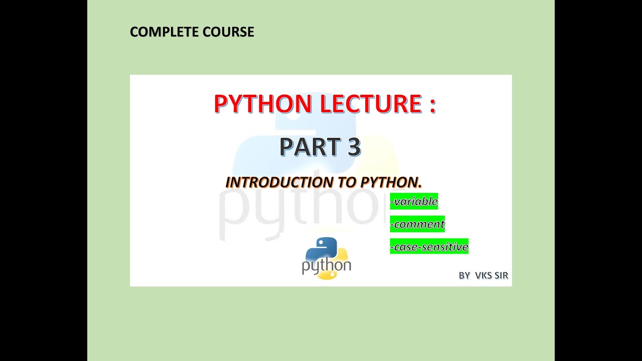 Python Full Course Introduction To Python Part 3 Vks Sir Youtube