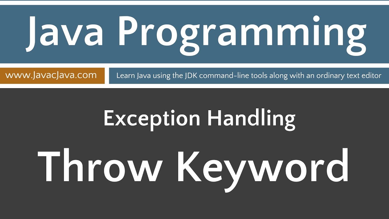 Learn Java Programming Exceptions Throw Statement Tutorial Youtube