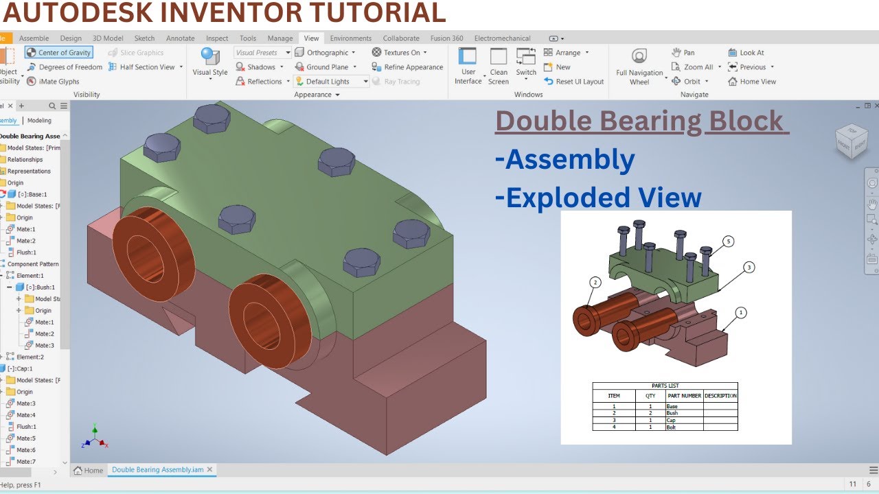 Autodesk Inventor Assembly Tutorial Double Nearing Block Assembly