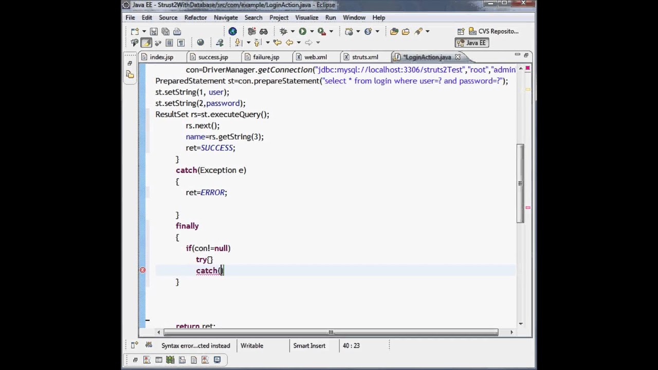 Struts2 0 Chapter 11 Handson With Database Part Ii Youtube