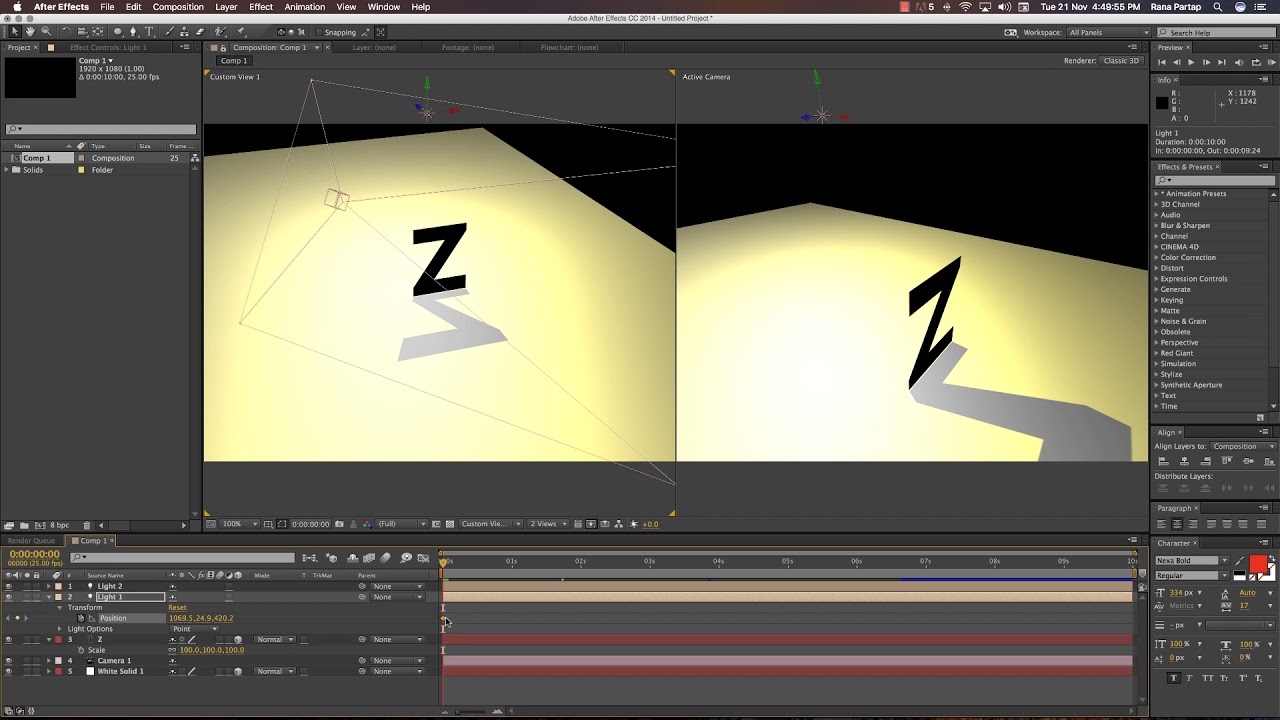After Effects Animation How To Make Shadow Effects Tutorial Youtube