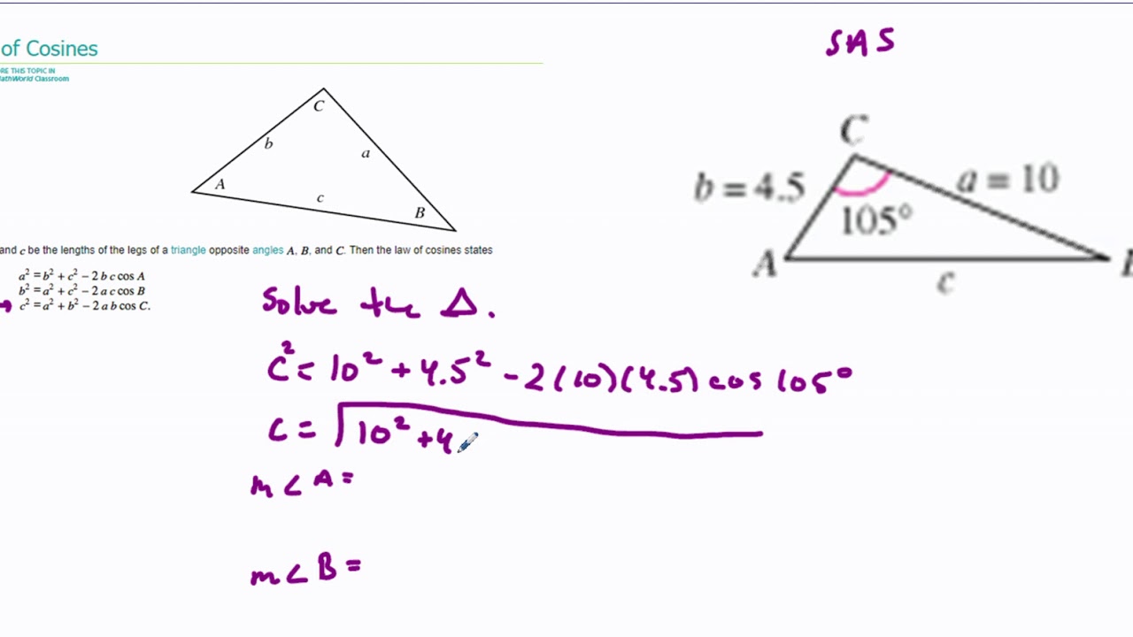 Solving Triangles Law Of Cosines At William Messenger Blog