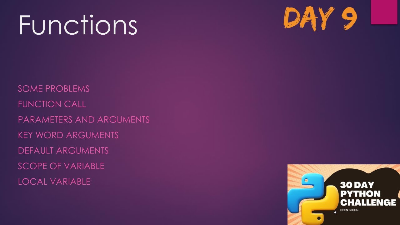 Today I Did Functions In Python 30 Days Challenge Youtube
