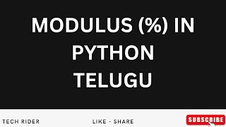 What Is Modulus In Python Telugu Modulus Operator In Doovi