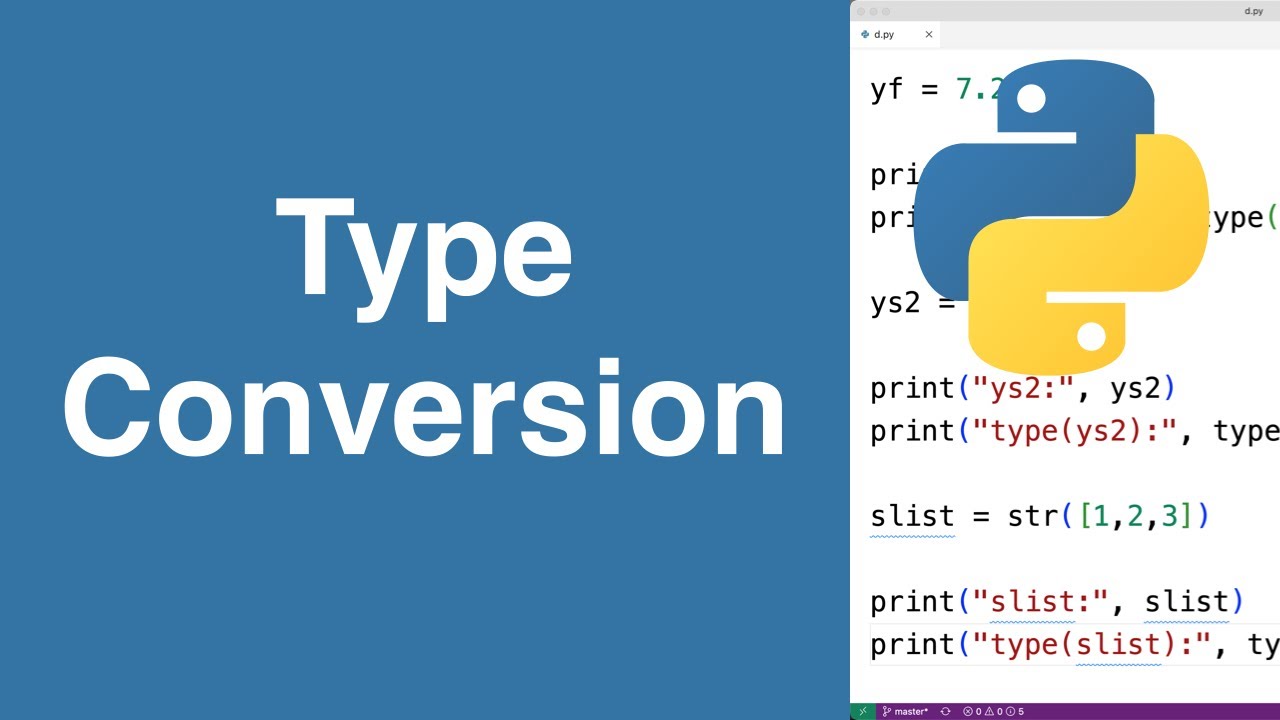 Type Conversion Python Tutorial Youtube