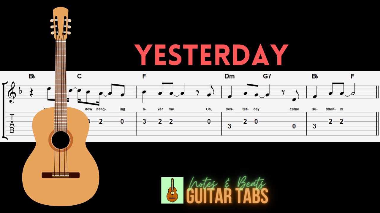 The Beatles Yesterday Guitar Tab Youtube